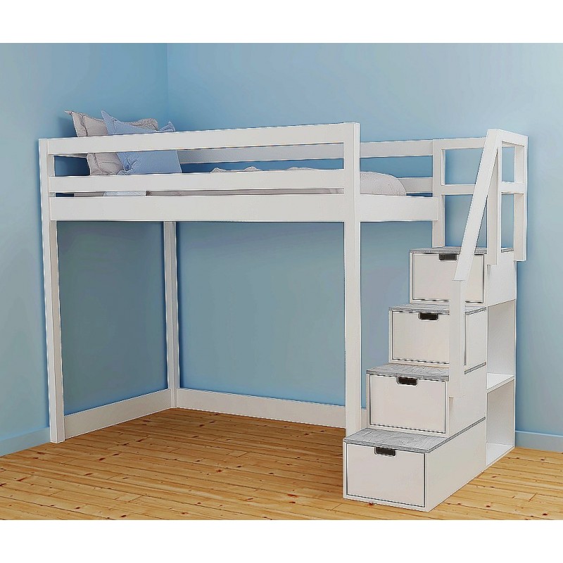 Łóżko antresola ze schodkami